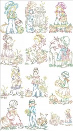 Autumn Girls of Yesteryear | Machine Embroidery Designs By Sew Swell