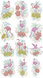 Flamingos and Hibiscus | Machine Embroidery Designs By Sew Swell