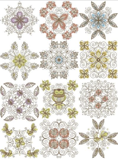 Retro Floral Swirl Block | Machine Embroidery Designs By Sew Swell