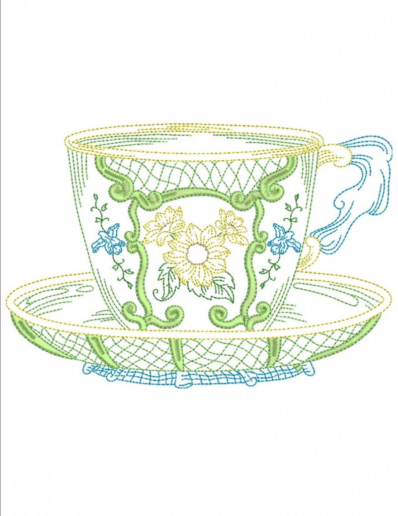 Vintage teacups | Machine Embroidery Designs By Sew Swell