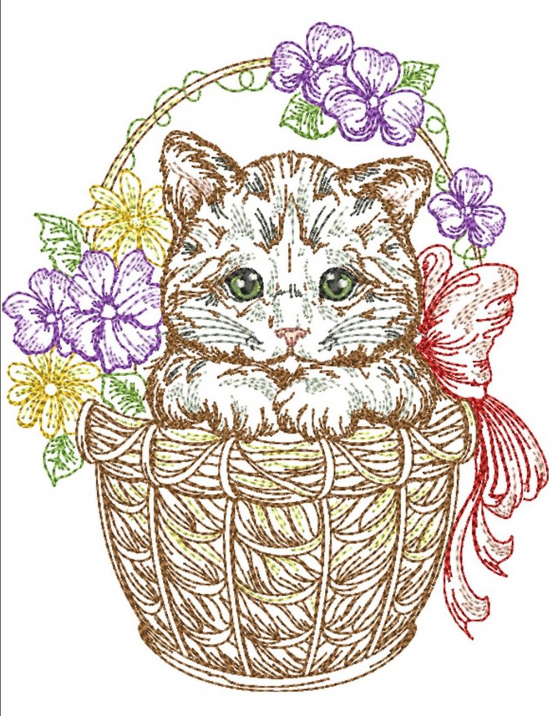 Baskets of Kittens | Machine Embroidery Designs By Sew Swell