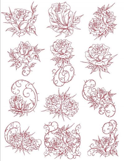 Classic Rose Redwork | Machine Embroidery Designs By Sew Swell