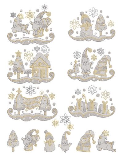 Silver and Gold Christmas | Machine Embroidery Designs By Sew Swell